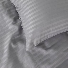 Damaškové saténové prodloužené povlečení Pruh 10 mm - Silver Velikost: 140 x 220 + 70 x 90