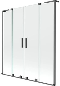 Mexen Velar L Duo, 2-křídlová posuvná vanová zástěna 140 x 150 cm, 8mm čiré sklo, grafitová, 896-140-003-02-95
