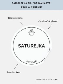 Samolepka na kořenky SATUREJKA bílá 5 cm tučné písmo