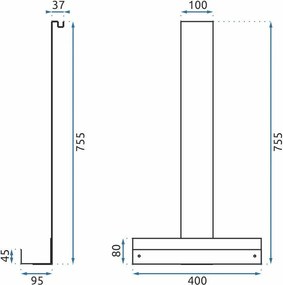 Rea Tori, koupelnová závěsná polička 40x9,5x75,5 cm, ocelová, REA-85002
