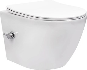 Závěsný WC komplet bez příruby s funkcí bidetu REA CARLO LUX RIMLESS, včetně SoftClose sedátka, bílá