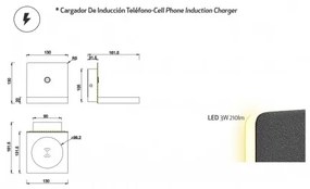 Malá nástěnná lampa ZANZIBAR MANTRA kov, bílá, s nabíječkou telefonu Mantra 6754