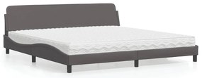 Postel s matrací Dover šedá 200 x 200 cm umělá kůže 3208480
