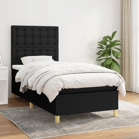 Box spring postel s matrací černá 80 x 200 cm textil,  3142611