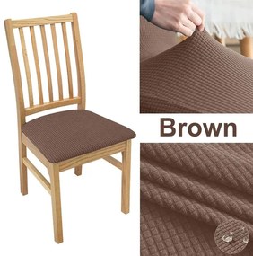 Žakárové vzorované potahy na sedátko jídelní židle (čtverečky) Barva: T1-brown (hnědá)