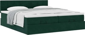 Osmanský rám postele s matrací tmavě zelená 200x200cm samet 3312083