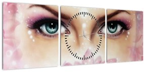 Obraz - Okouzlující oči (s hodinami) (90x30 cm)