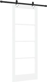 Posuvné dveře Bílá 83 x 211 cm Masivní borové dřevo a sklo 3332280