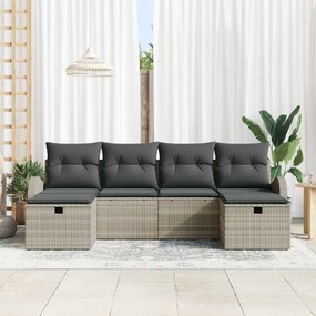 Set pohovek 6 ks Světle šedá polyratan 3359121
