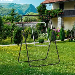 HOMCOM Football Rebounder Skládací fotbalová branka Rebound Wall 123x73x1785 cm 4 nastavitelné stupně černá pro trénink a zábavu