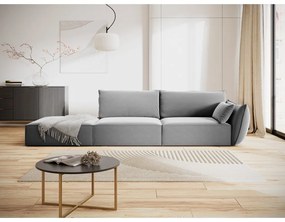 Světle šedá sametová pohovka pravý roh 264 cm Vanda – Mazzini Sofas