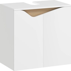 HOMCOM podumyvadlová skříňka s tlumeným dovíráním, bílá/přírodní dekor — 60 × 35 × 57,9 cm (23,6 × 13,8 × 22,8 palce)