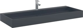 Umyvadlo 120x46x11 cm minerální/mramorový kompozit antracitové 155986