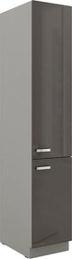 GREY gr | vysoká skříňka 40 DK-210 2F potravinová s policemi | 40 cm | světle šedá/tmavě šedá lesk