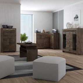 Obývací stěna INDIANAPOLIS t | sestava B | 207x227 cm + stolek 120x60 cm | jasan tmavý