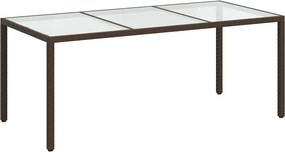 Zahradní stůl hnědý 190 x 90 x 75 cm tvrzené sklo a polyratan 316711