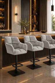 LuxuryForm DESIGN Barová židle AMALFI VELUR na černé hranaté podstavě - světle šedá