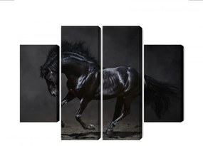 Vícedílný obraz Černý Kůň Ve Cvalu Nedostatek Nedostatek Plátno Canvas 120x90
