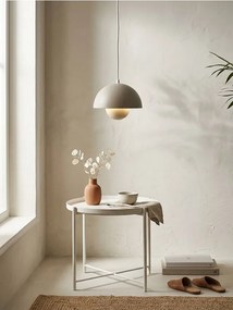 Sinsay - Kovová závěsná LED lampa s polokulovým stínidlem - béžová