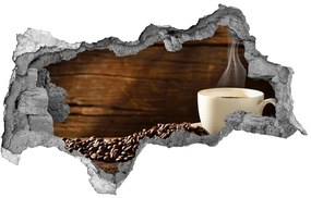 Wallmuralia Nálepka díra na zeď beton Šálek kávy 95x73 cm