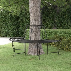 vidaXL Půlkruhová lavice kolem stromu Ø 159 cm černá ocel [318825]