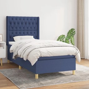 Box spring postel s matrací modrá 90x200 cm textil,  3132207