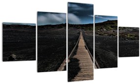Obraz dřevěné cesty za soumraku (125x70 cm)