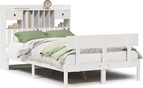 Postel s knihovnou bez matrace bílá 135x190 cm masivní borovice 3321825
