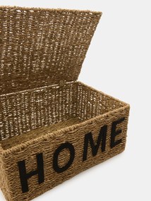 Sinsay - Pletený úložný koš s nápisem Home - béžová