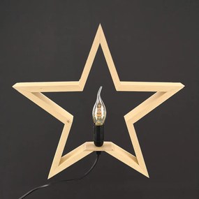 AMADEA Dřevěná lampička hvězda, masivní dřevo, rozměr 40 cm, český výrobek