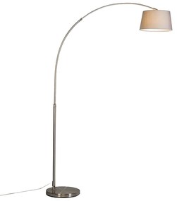 Moderní ocelová oblouková lampa s šedým látkovým stínidlem - Arc Basic