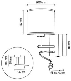 Spot-Light 57291974 - Flexibilní svítidlo BOHO 1xE27/25W + LED/1W/230V dub