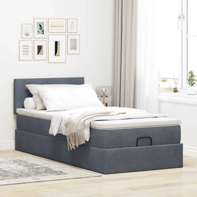 Osmanský rám postele s matrací tmavě šedá 80x200cm samet 3312513