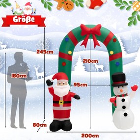 Costway 245 cm Vysoký vánoční nafukovací oblouk s dekoracemi Santa Claus