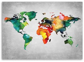 Gario Obraz na plátně Barevná mapa světa na betonu Rozměry: 60 x 40 cm