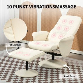 HOMCOM Relaxační křeslo s podnožkou, elektrické masážní křeslo s funkcí polohování, 10 masážních bodů, otočné TV křeslo s boční kapsou, dálkové ovlád…