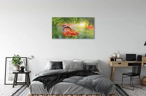 Obraz na skle Barevný motýl květiny 120x60 cm