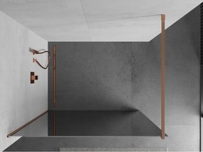 Mexen Kioto, sprchová zástěna Walk-In 140 x 200 cm, 8mm sklo vzor zrcadlo, měděný matný profil, 800-140-101-65-50