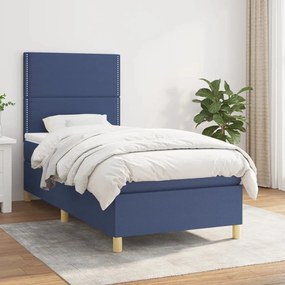 Box spring postel s matrací modrá 90x200 cm textil,  3142231