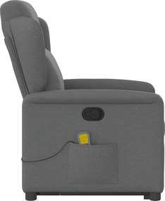 Zvedací masážní polohovací křeslo tmavě šedé textil 3303145