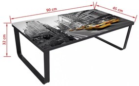 Konferenční stolek s potiskem sklo / kov Dekorhome Piano