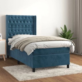 Box spring postel s matrací tmavě modrá 80 x 200 cm samet 3132829