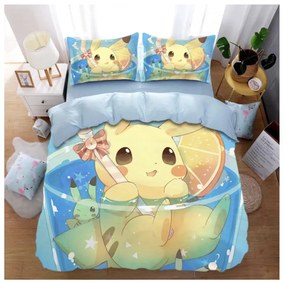 3-dílné ložní povlečení Pokémon - Pikachu 3D (135 x 200 cm a 2x povlak na polštář 50 x 75 cm) Motiv: 6 - Pikachu a limonáda