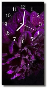 Nástěnné hodiny vertikální Květiny Pivoňka purpurová rosa