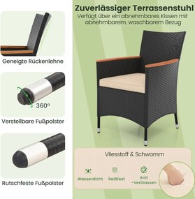 Costway 9 TLG. Souprava ratanového zahradního nábytku sedací sestava pro – hnědý