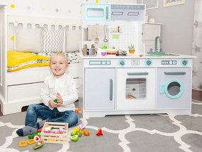 XXL dřevěná dětská kuchyňka s pračkou a doplňky