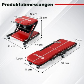 Costway 2 v 1 Montáž dílenského pojízdného prkna Válcovací prkno s 6