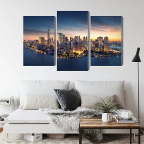 Vícedílný obraz Panorama Města New York Při Východu Slunce Nedostatek Nedostatek Přírodní plátno 150x100