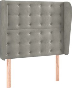 Čelo postele typu ušák světle šedé 93 x 23 x 118/128 cm samet 3118426