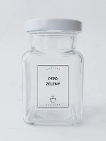 Samolepka na kořenky PEPŘ ZELENÝ průhledná 3 × 4 cm tučné písmo